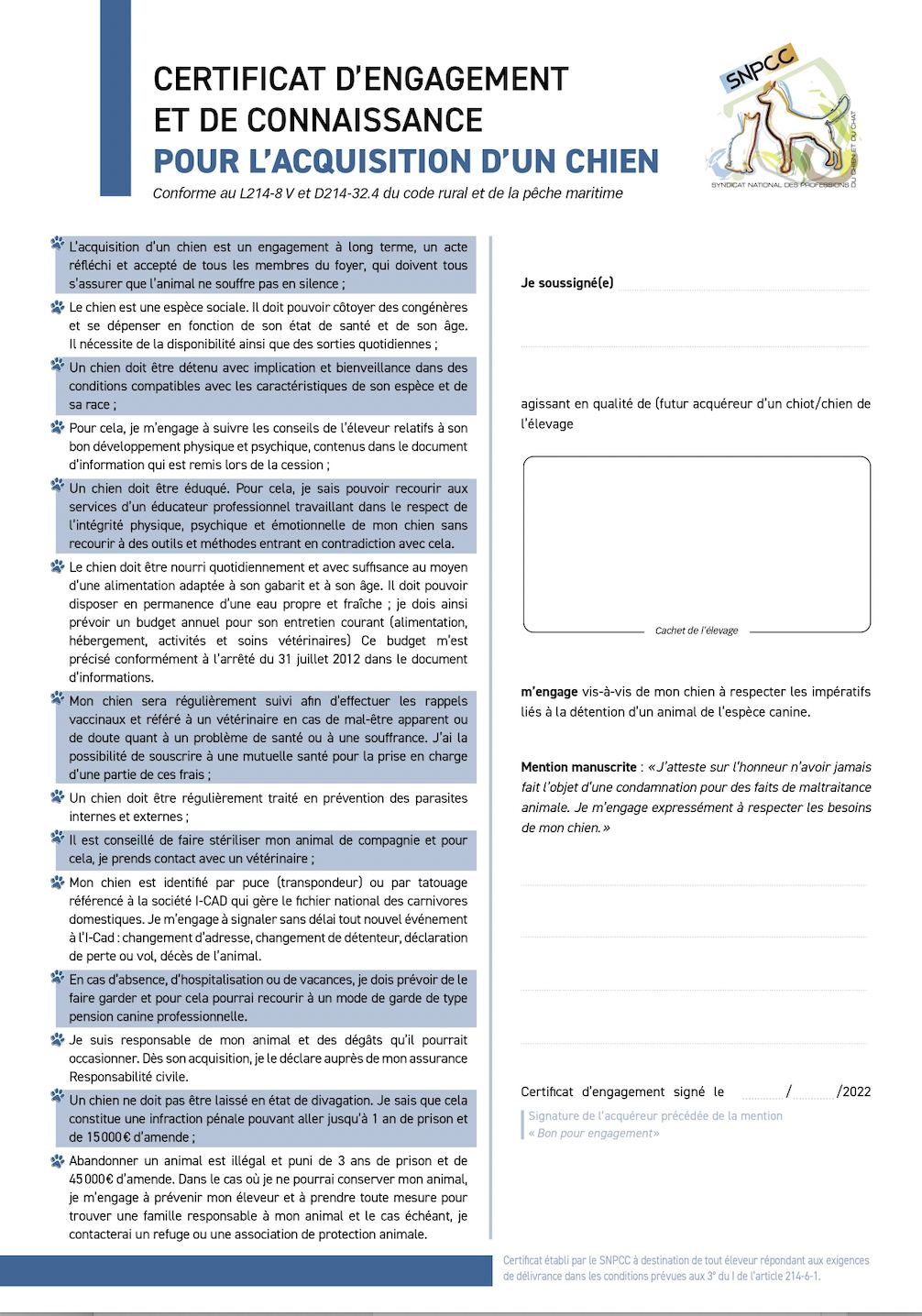 CERTIFICAT D'ENGAGEMENT OBLIGATOIRE POUR L'ACQUEREUR ET ACACED ...